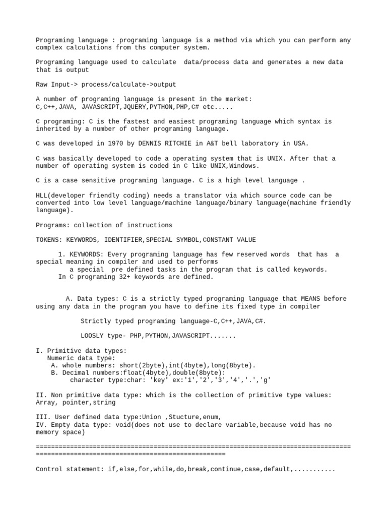 Programing Language | PDF