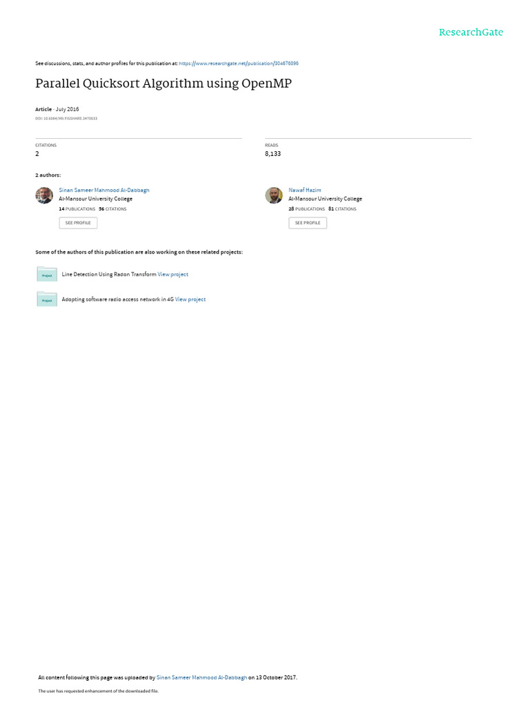 Parallel Quicksort | PDF