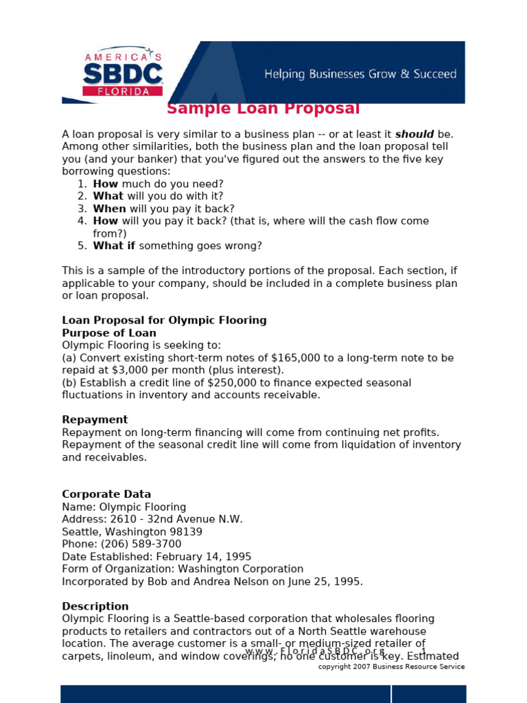 Sample Loan Proposal | PDF