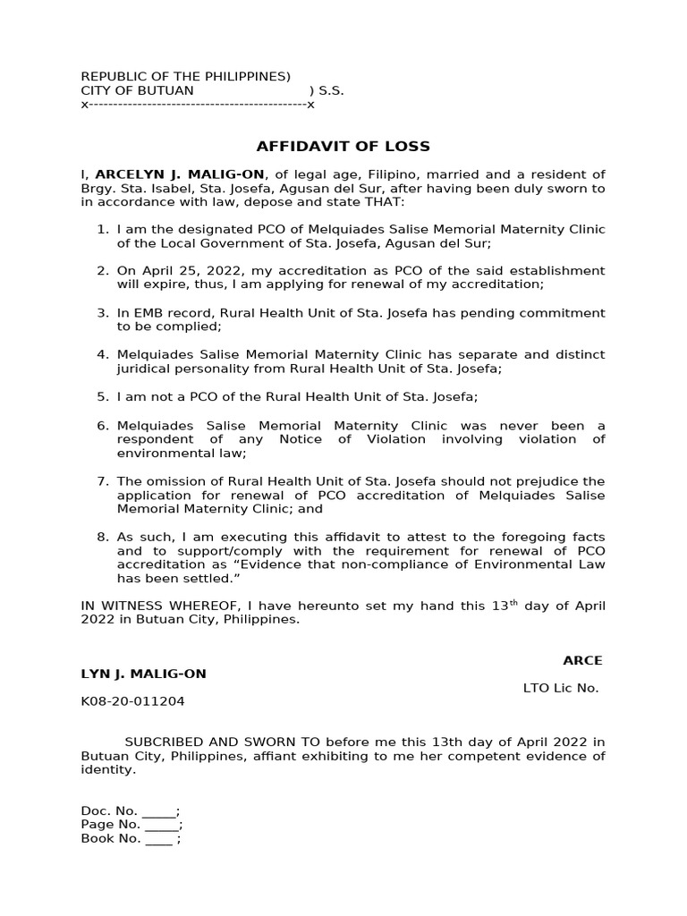 Affidavit of Maligon | PDF
