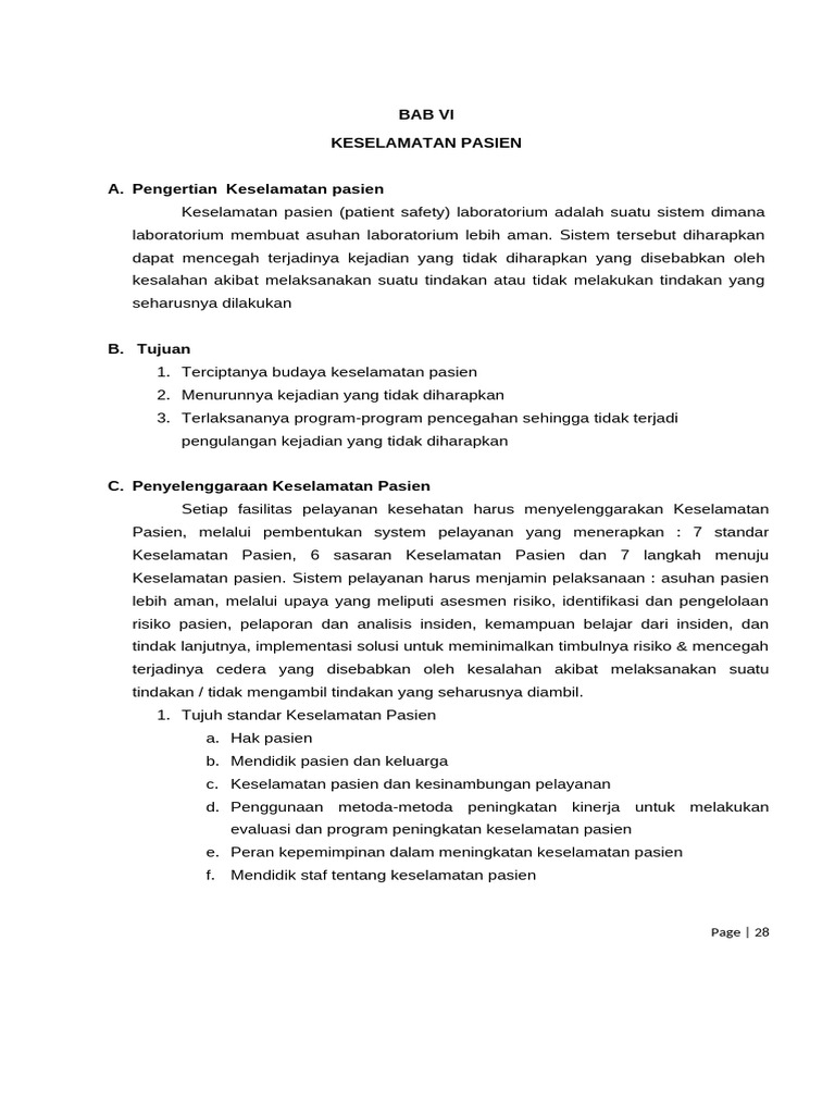 BAB VI Keselamatan Pasien | PDF