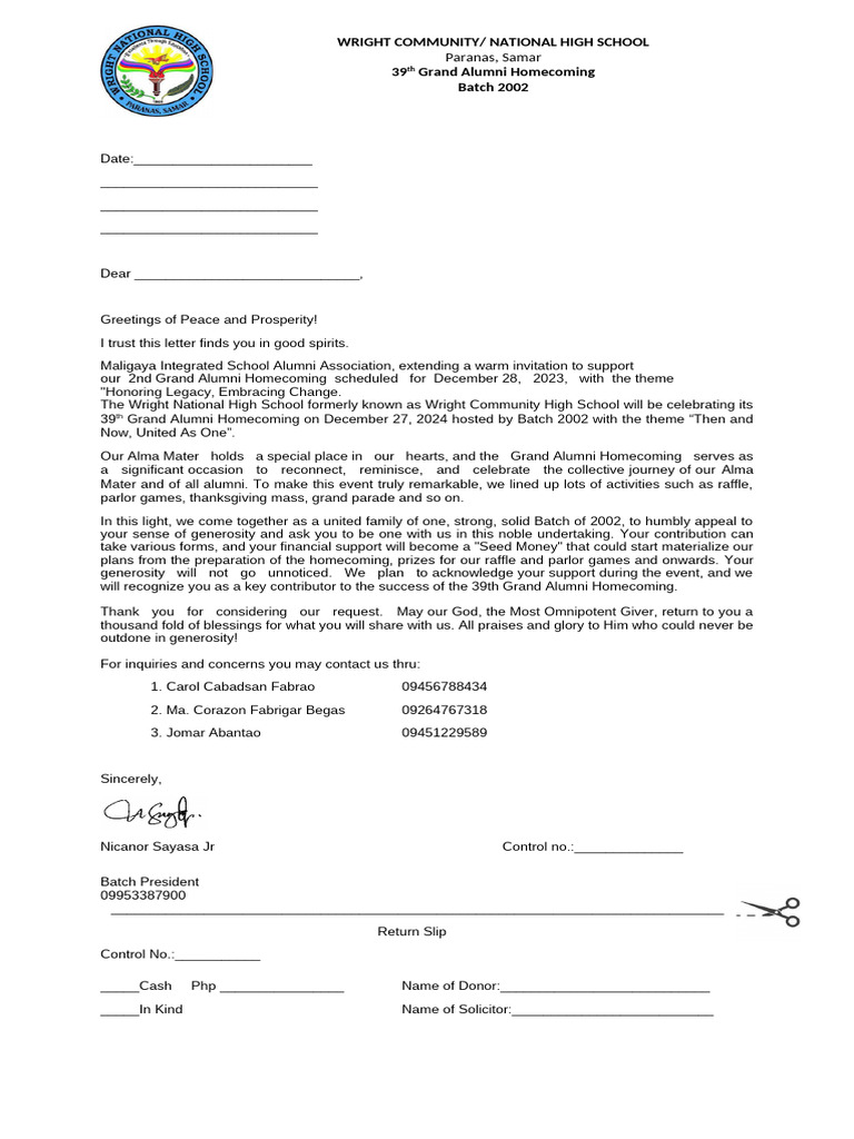 Batch 2002 Sol Letter | PDF