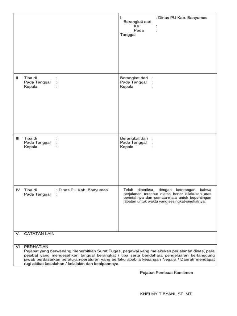SPPD Blangko Kosongan Baru | PDF