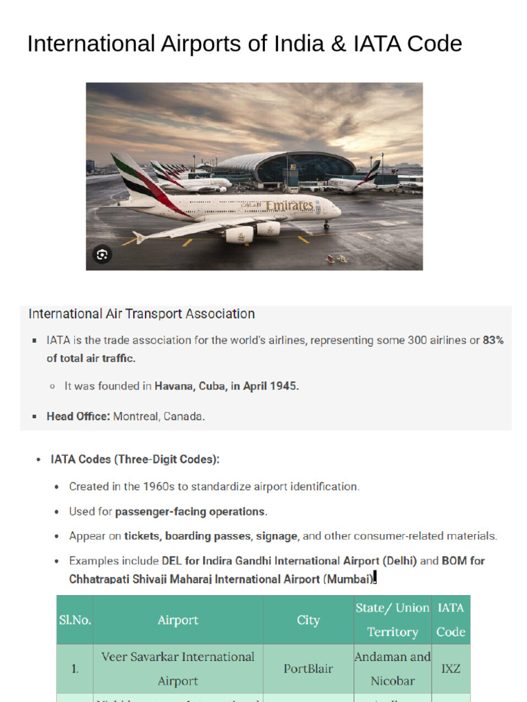 List of International Airports & IATA Codes | PDF