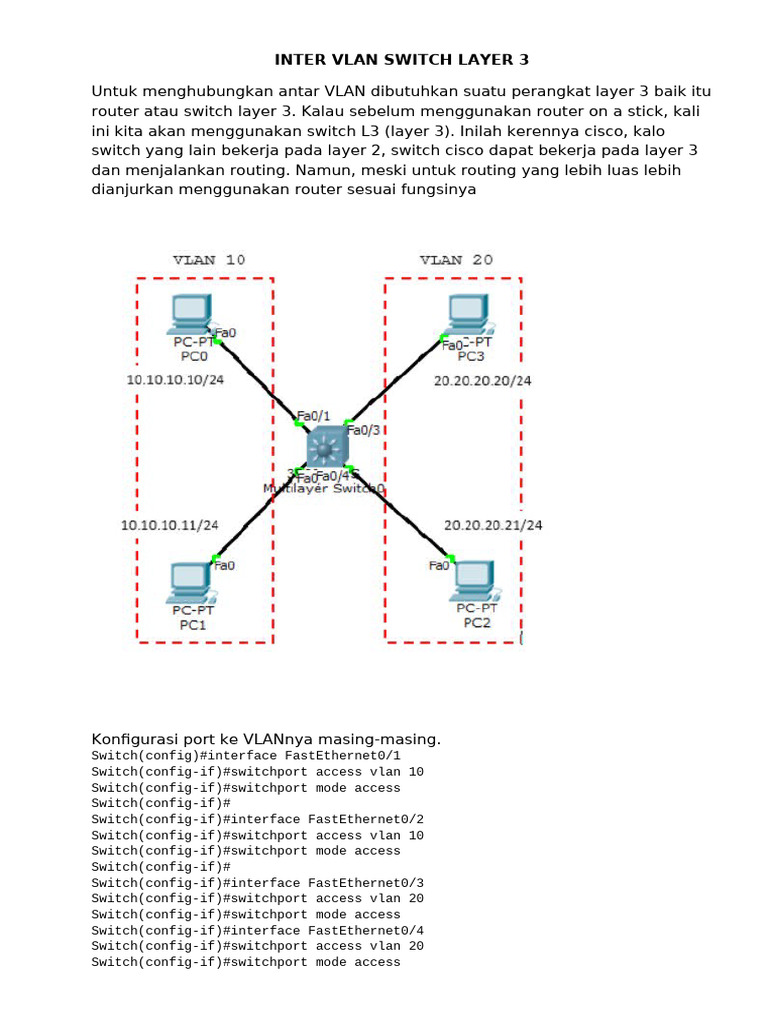 Inter Vlan Switch Layer 3 | PDF
