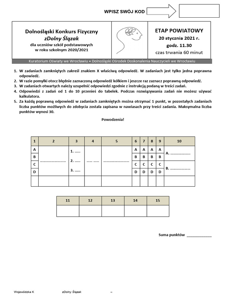 2020-2021-Powiatowy Fizyka | PDF