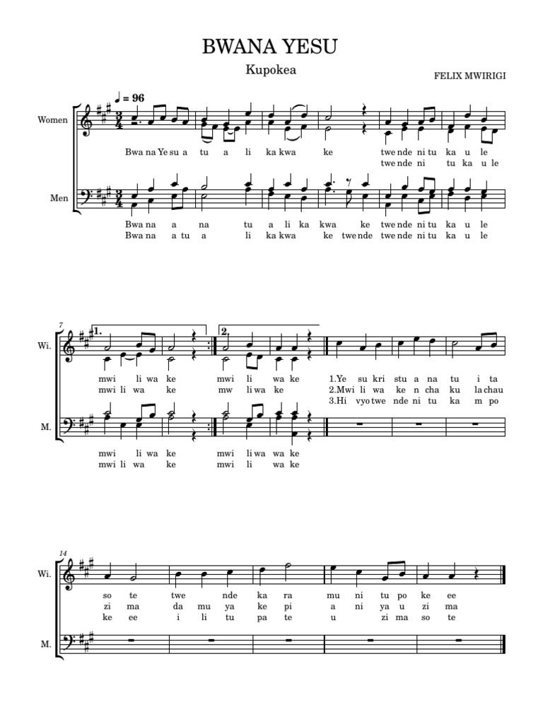 Bwana Yesu by Felix Mwirigi | PDF