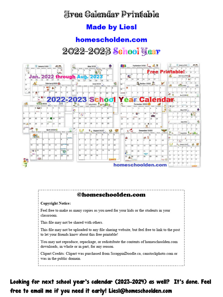 Calendar 2022 2023 School Year Free Printable Update1 | PDF | Muscle ...