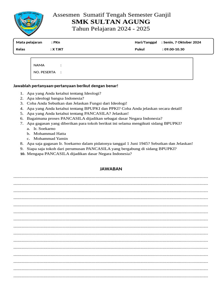 Template PKN - X | PDF | Indonesia | Politics Of Indonesia