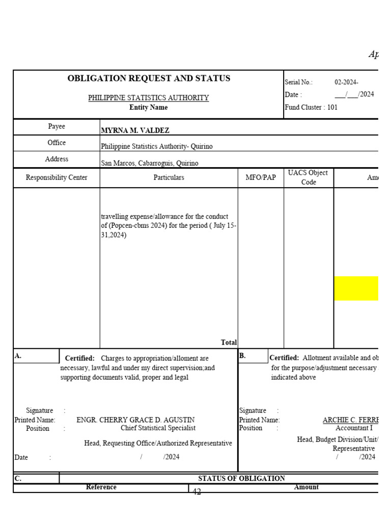 Myrna OBLIGATION REQUEST AND STATUS | PDF