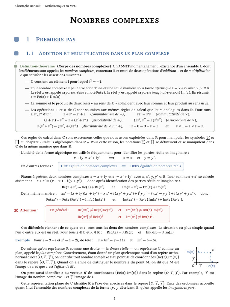 Cours - Nombres Complexes | PDF