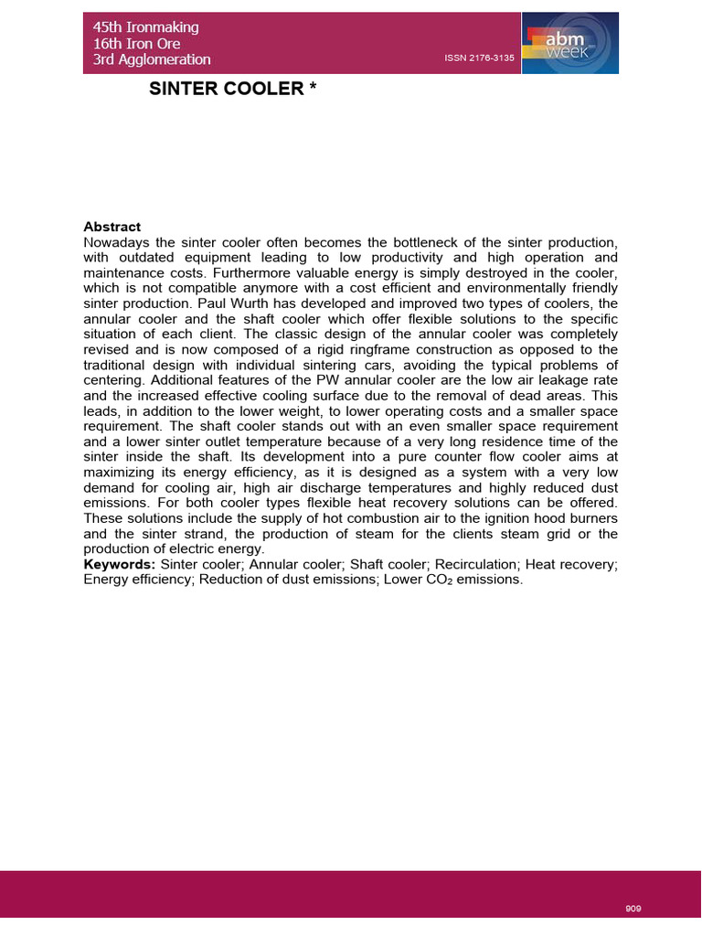 Annular Sinter Cooler Machine | PDF