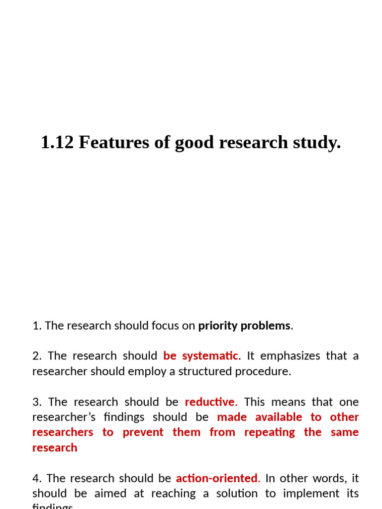 1.12 Features of Good Research Study | PDF