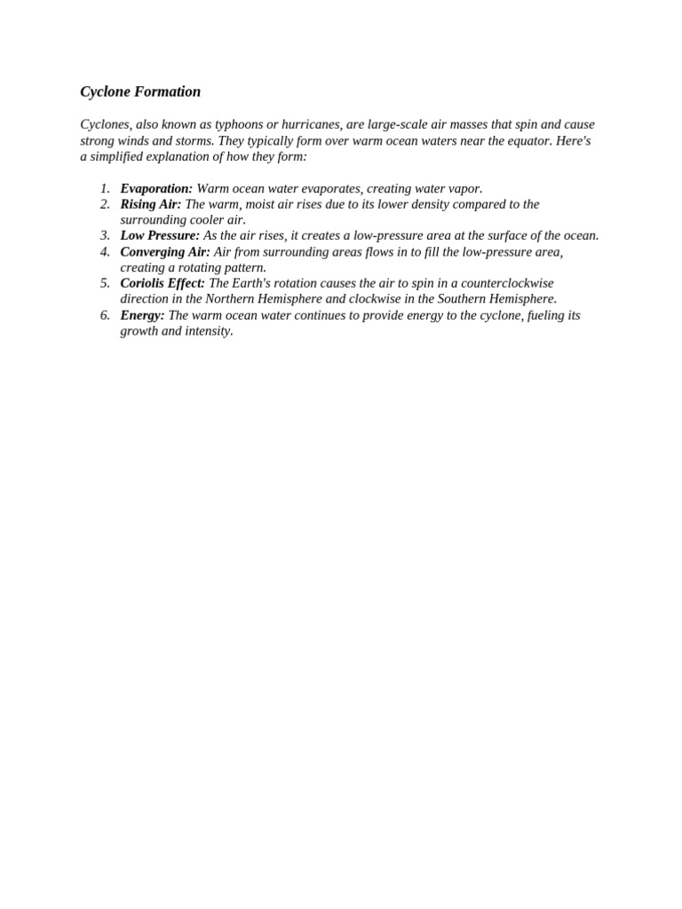 Notes - Cyclone Formation | PDF