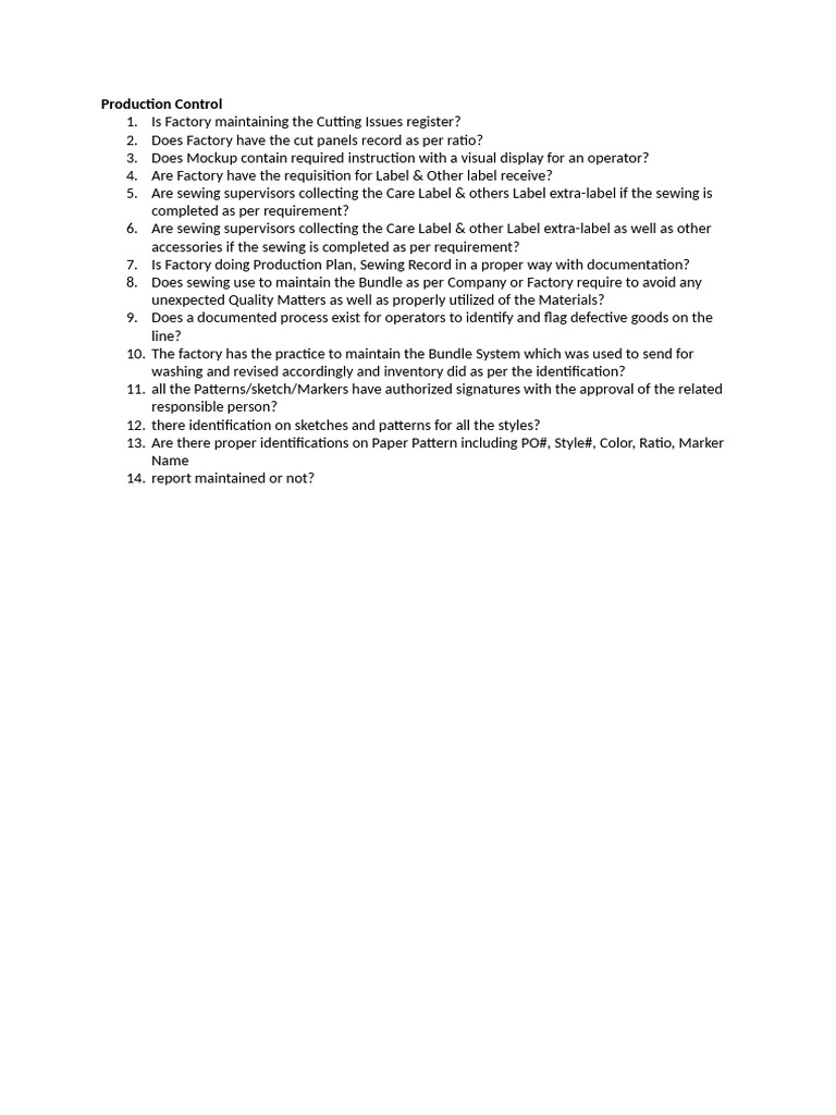 Production Control | PDF