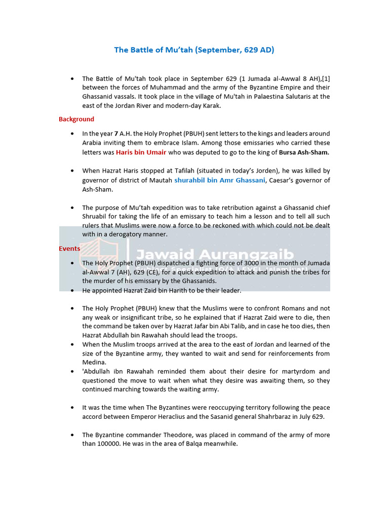 Battle of Mauta | PDF | Banu Hashim | Religion & Spirituality