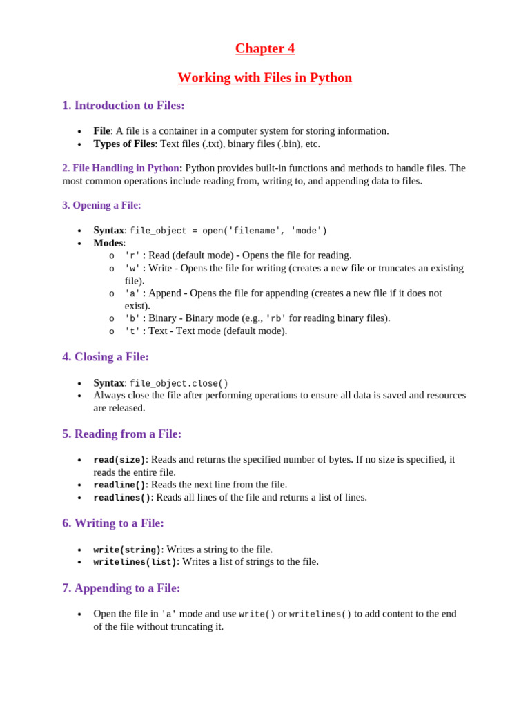 Chapter 4 Files | PDF