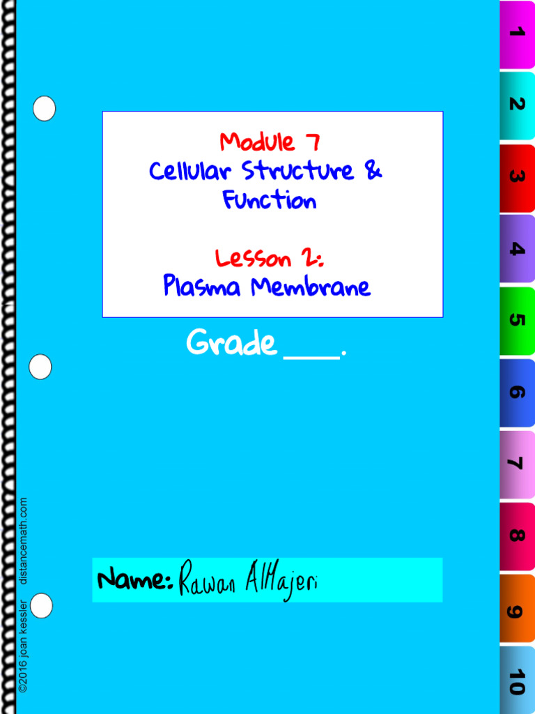 Module 7.2 The Plasma Membrane Guided Notes | PDF