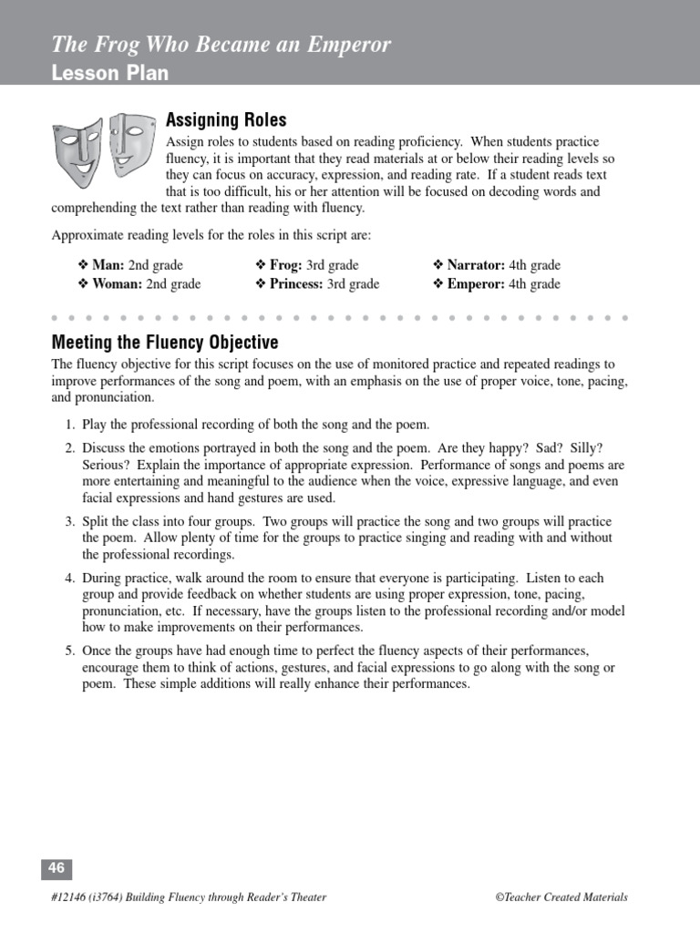 The Frog Who Became An Emperor Reader's Theater Script & Fluency Lesson ...
