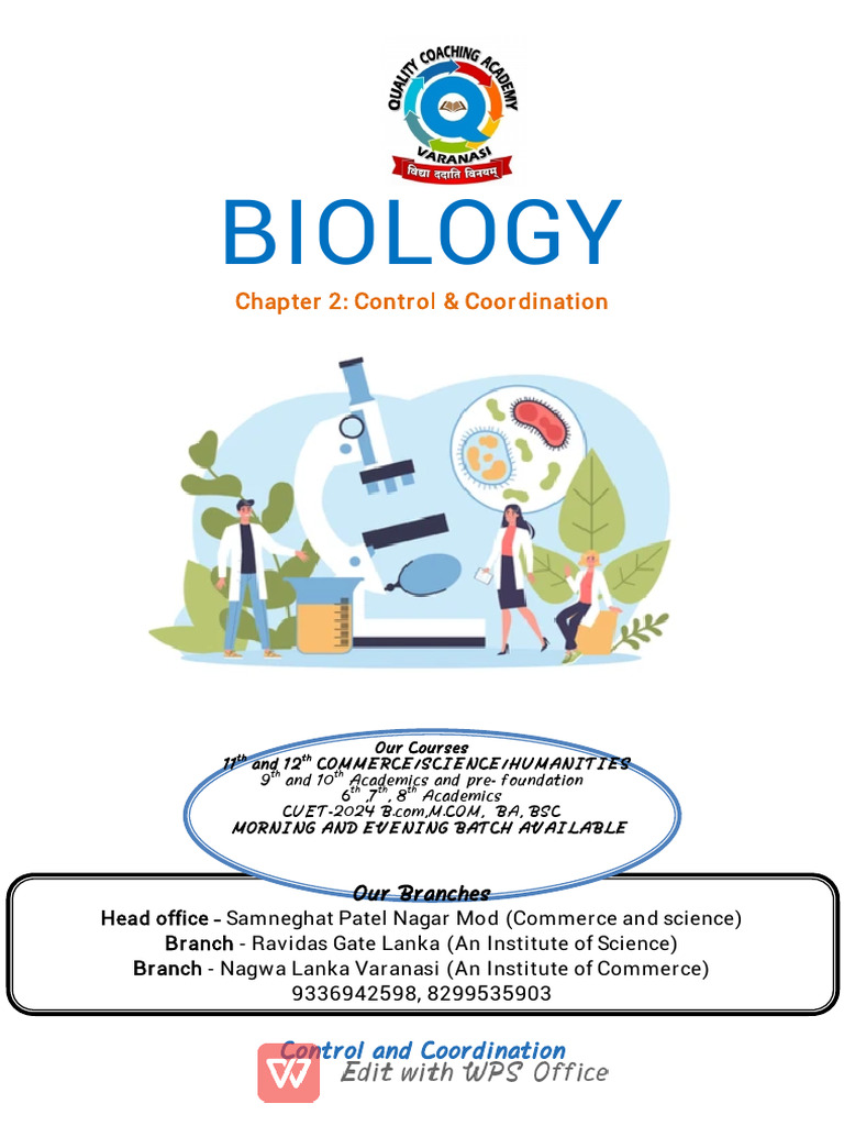 Control & Coordination Notes Bio | PDF