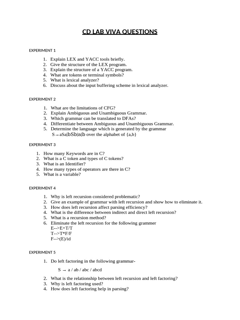 CD Lab Viva Questions | PDF
