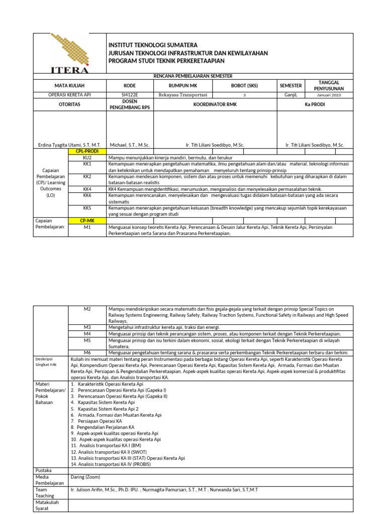 Operasi Kereta API | PDF