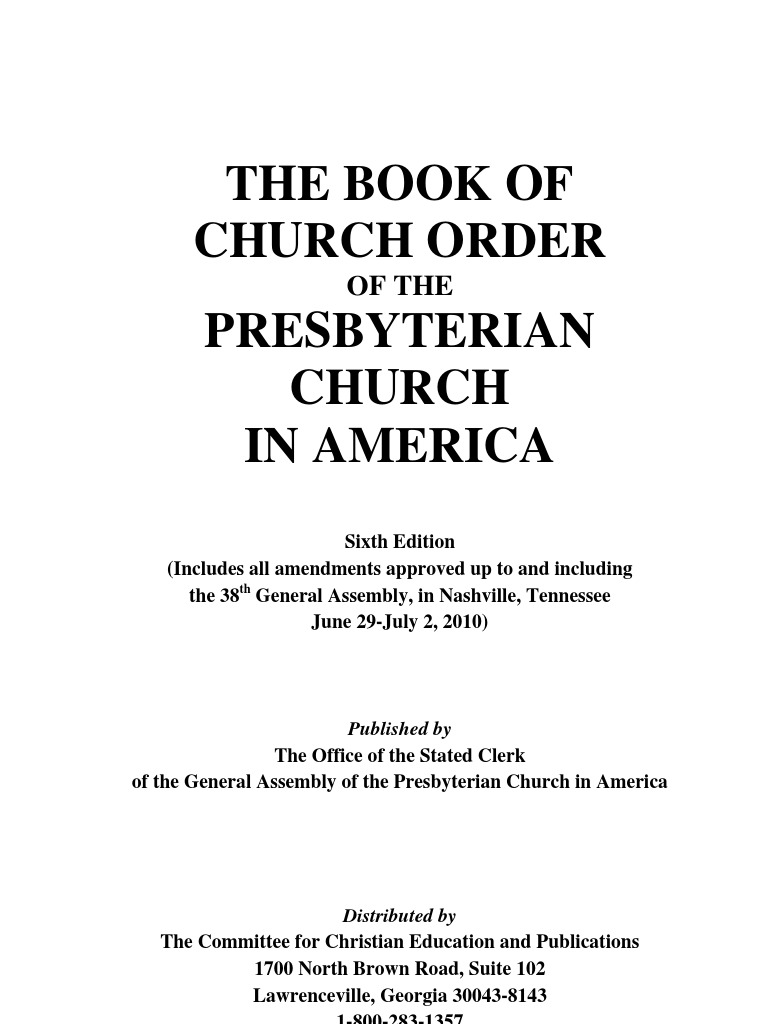 PCA Book of Church Order | PDF | Elder (Christianity) | Catholic Church