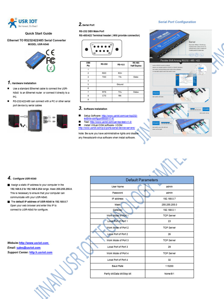 USR-N540 Quick Start Guide | PDF