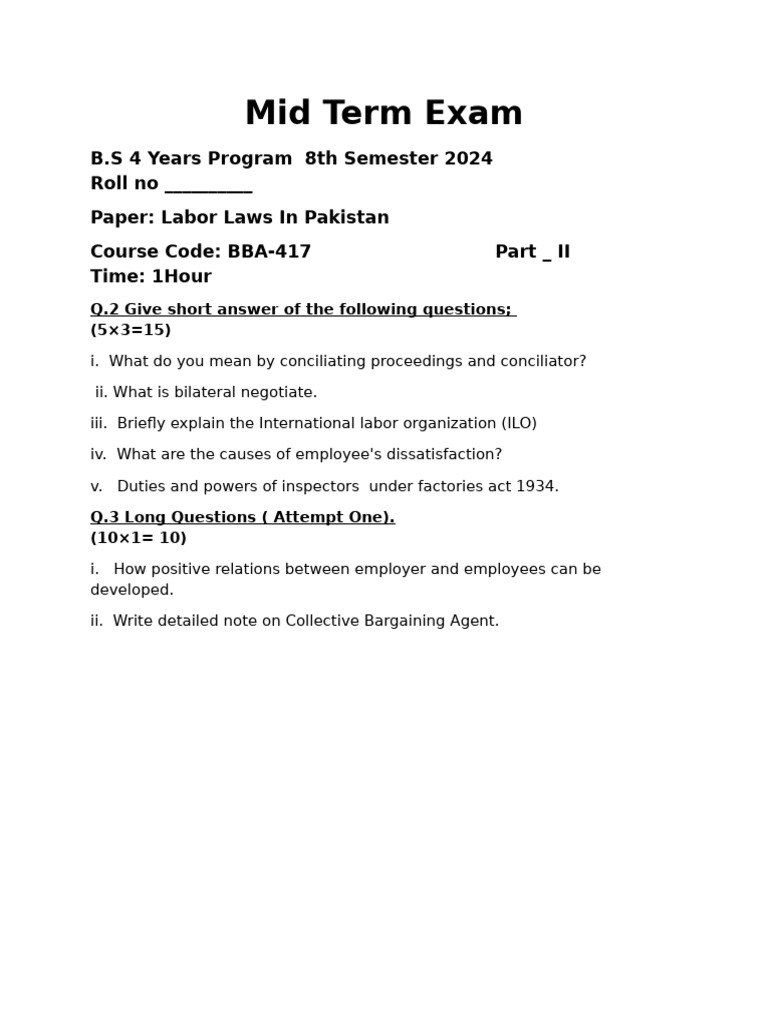 Mid Paper 2024 | PDF