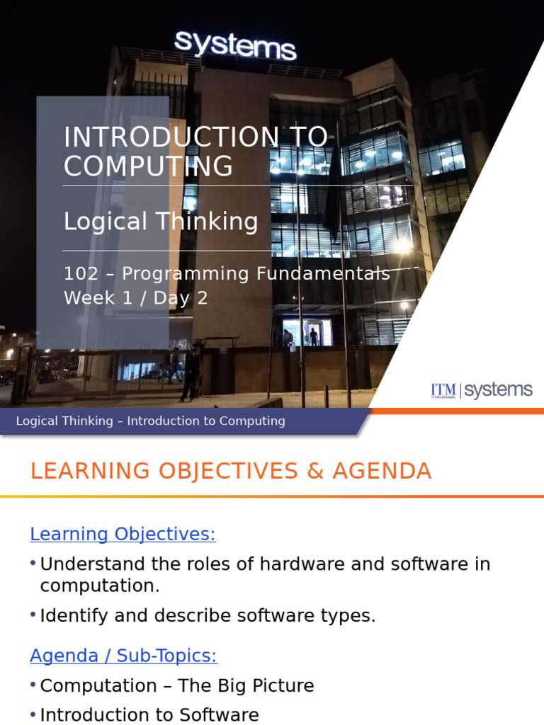 1.2 - Logical Thinking - Introduction To Computing | PDF