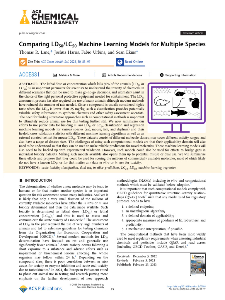 Comparing LD50 /LC 50 Machine Learning Models For Multiple Species | PDF