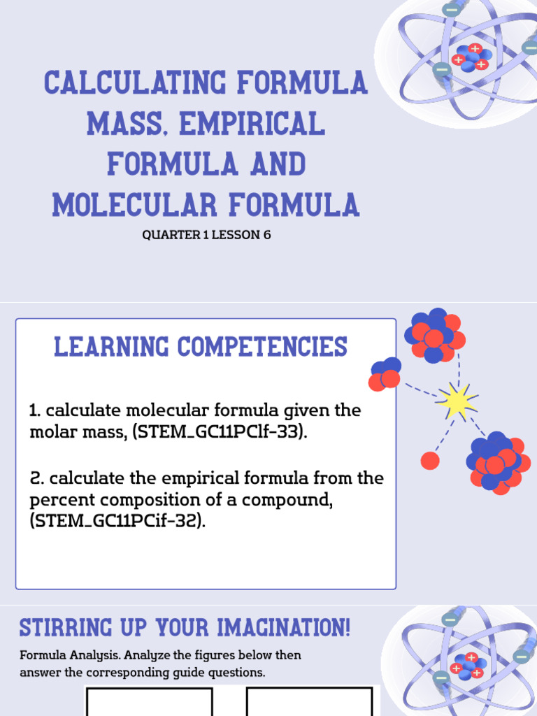 Lesson 6 MOLECULAR FORMULA AND EMPIRICAL FORMULA | PDF | Mole (Unit ...