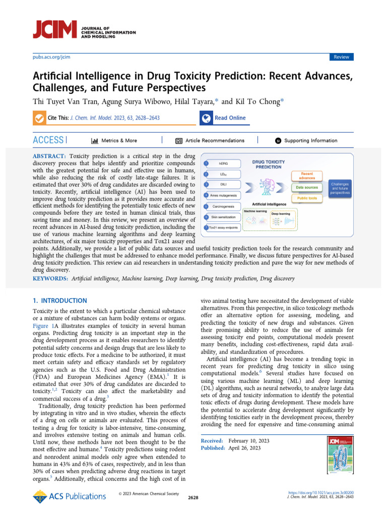 Artificial Intelligence in Drug Toxicity Prediction: Recent Advances ...