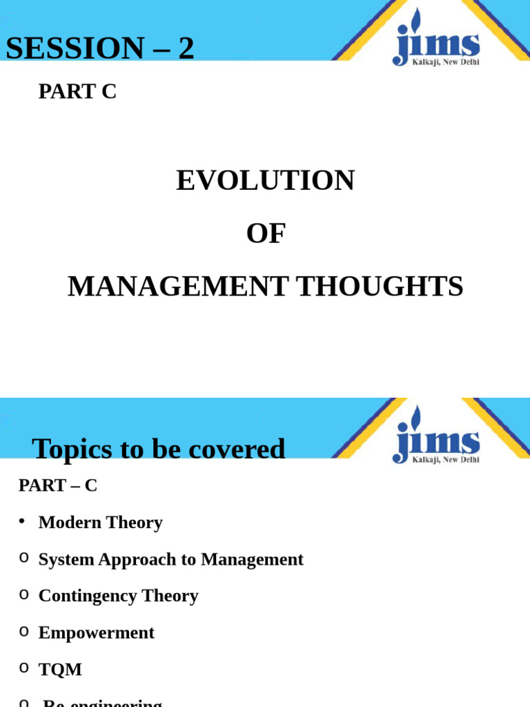 Session - 2 Evolution of Management Thoughts - Part C | PDF