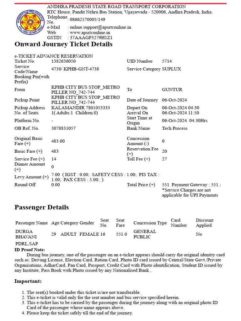 Ruth BUS ticket | PDF