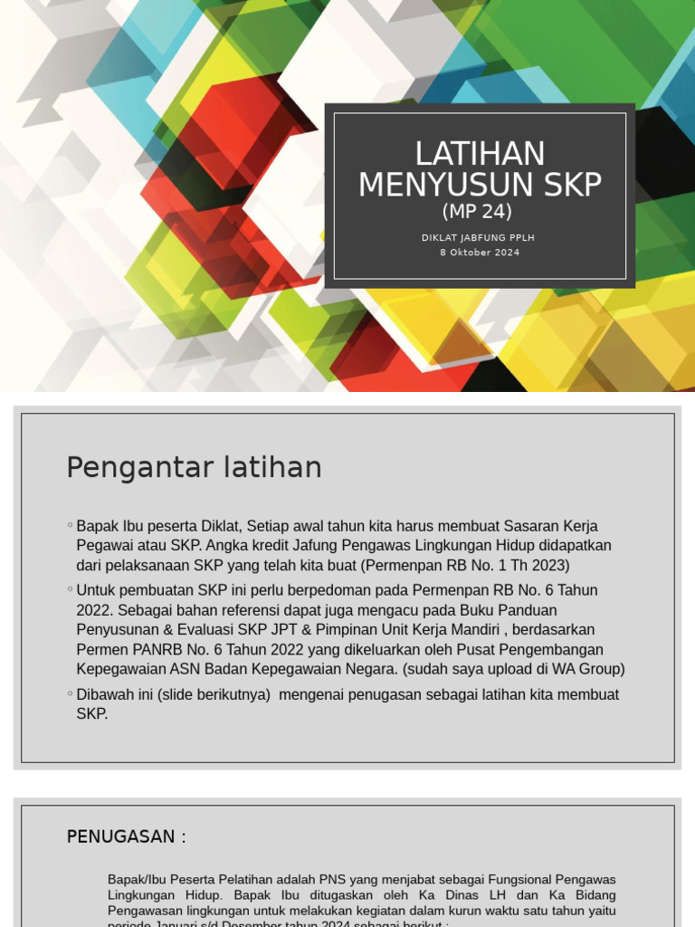 MP3 LATIHAN MENYUSUN SKP-PPLH-8 Okt 2024 | PDF
