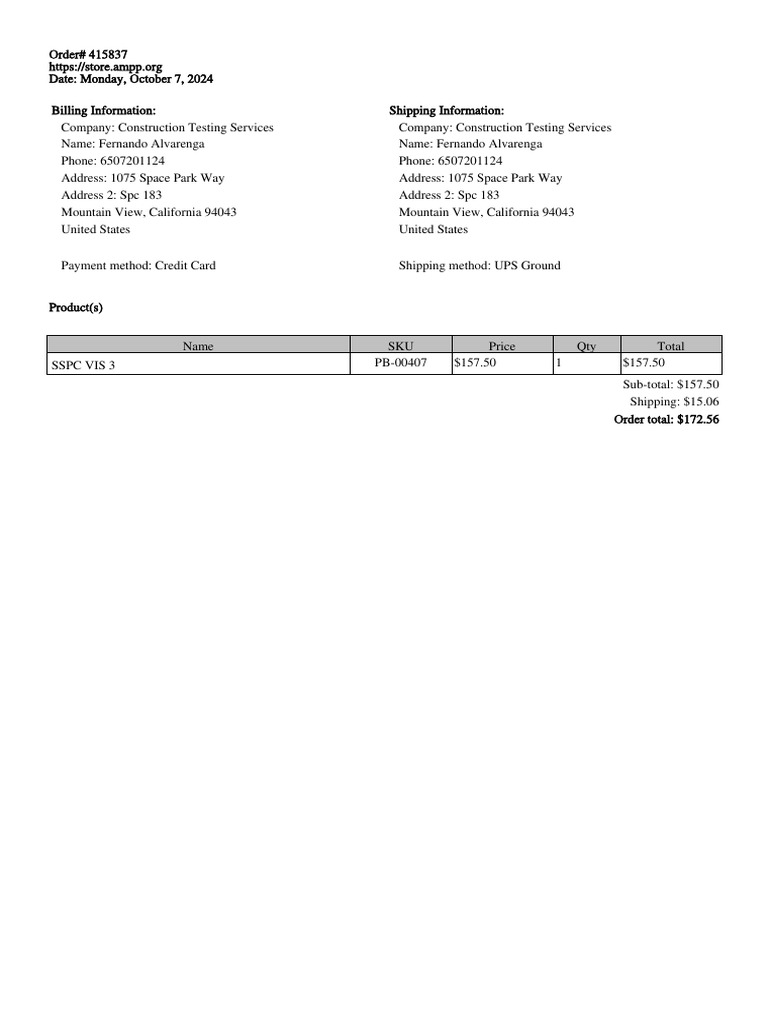 SSPC VIS 3 Order #415837 | PDF