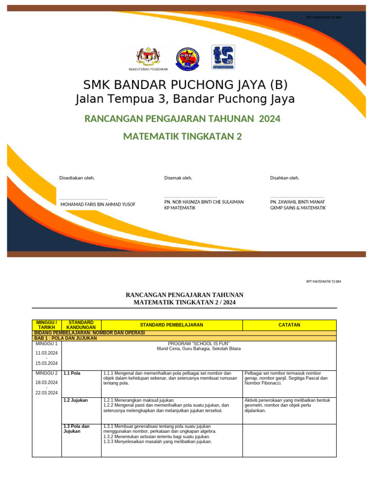 RPT Mat T2 2024 | PDF