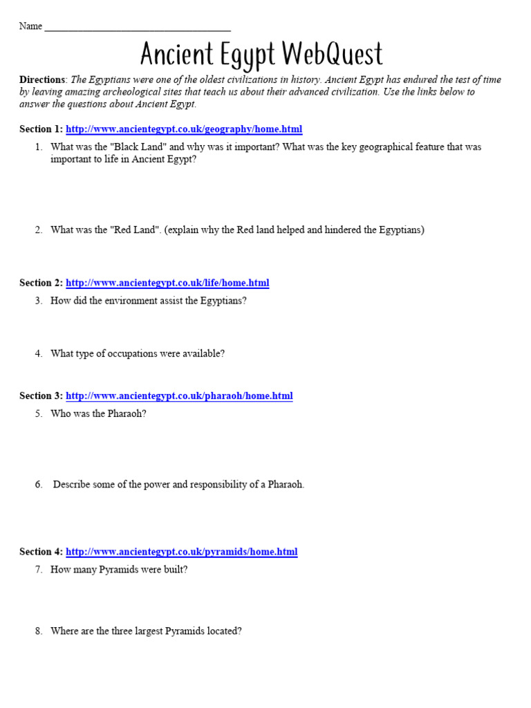 06 - Ancient Egypt Webquest (dragged) | PDF