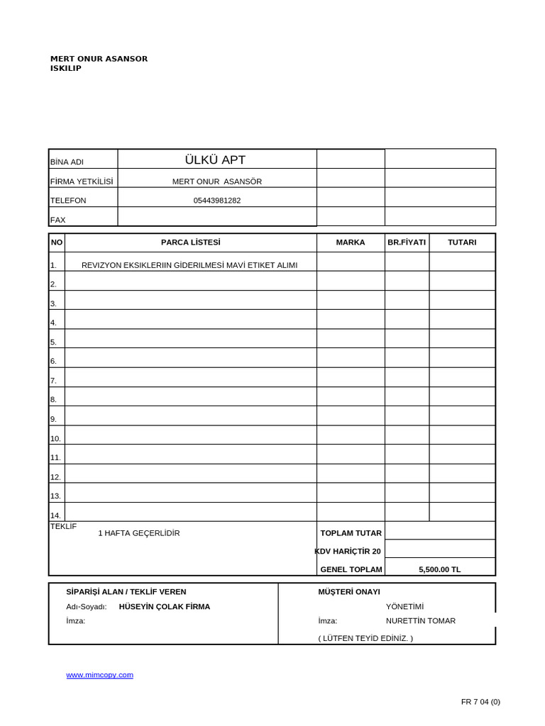 Excel Fiyat Teklif Şablonu | PDF