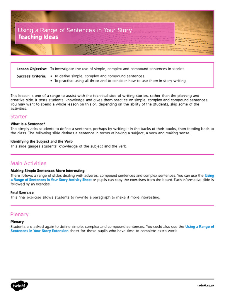 Using-a-Range-of-Sentences-in-Your-Story-Teaching-Ideas | PDF