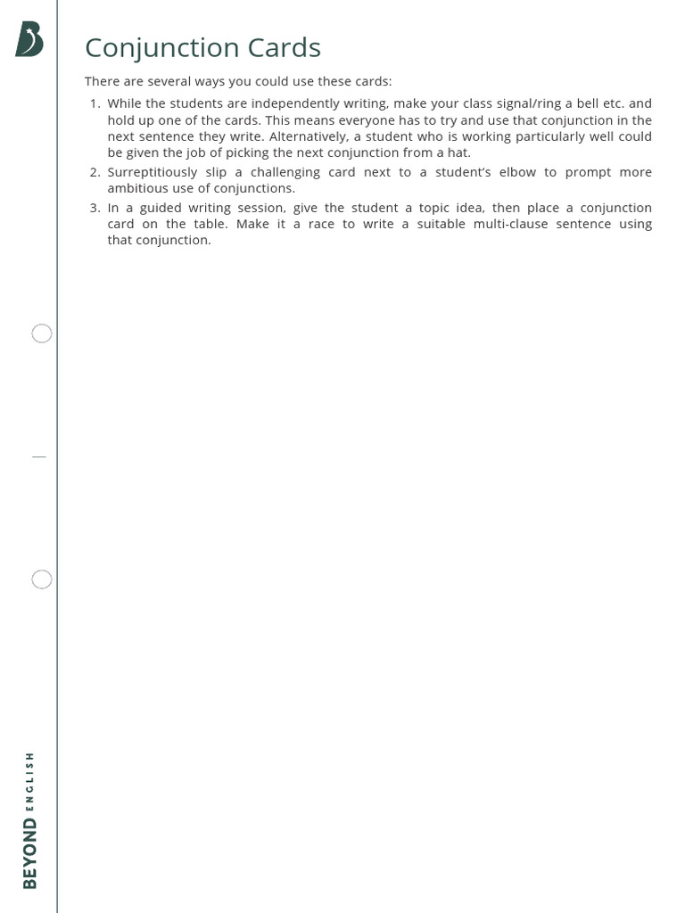 Adult Information Conjunction Cards | PDF