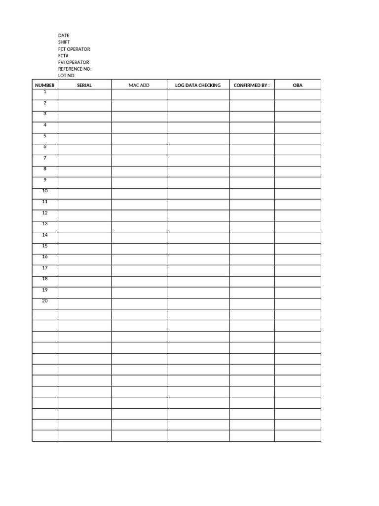 Check Sheet of Fvi | PDF