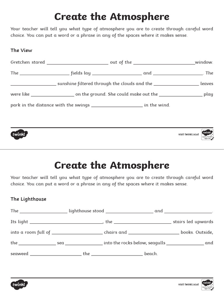 Cfe2 L 328 Creating Atmosphere Writing Activity Sheets English - Ver ...