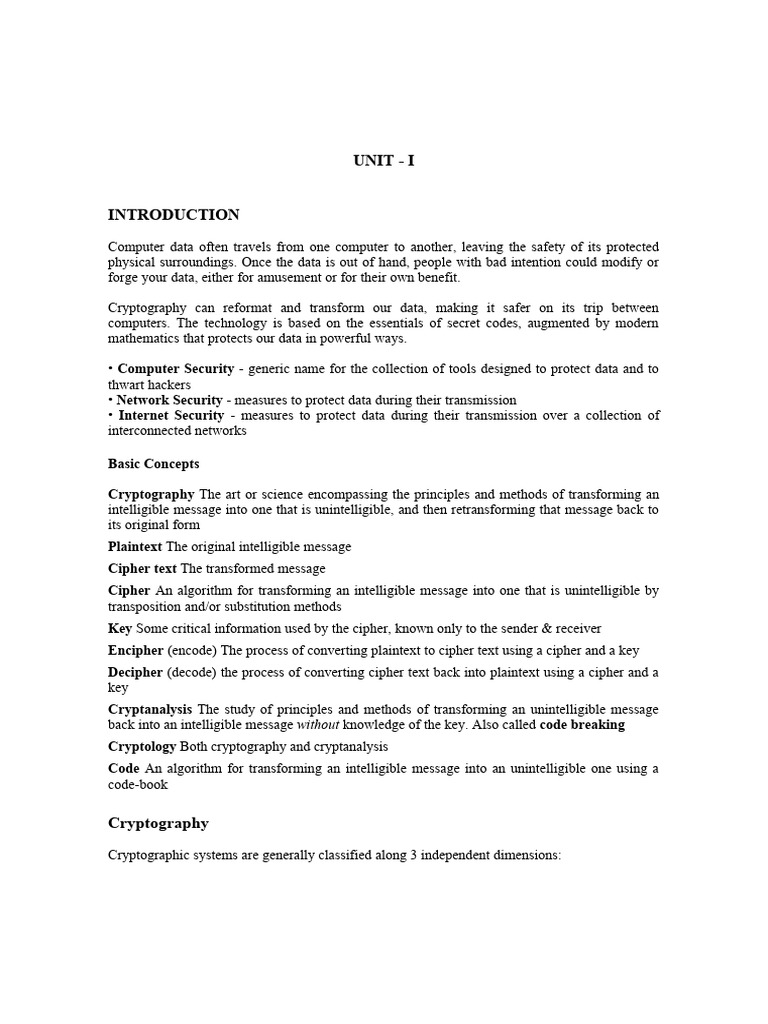CNS Material Unit I | PDF