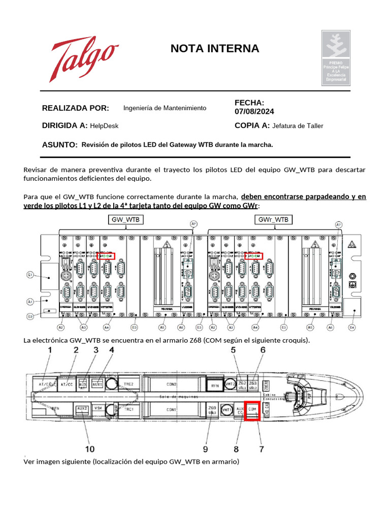 Nota Interna - Revisión Comunicación GW - WTB | PDF