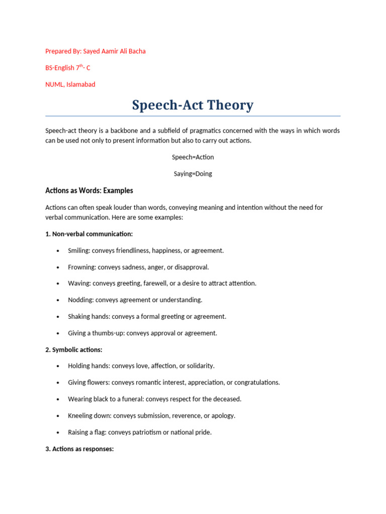 Speech Act Theory | PDF