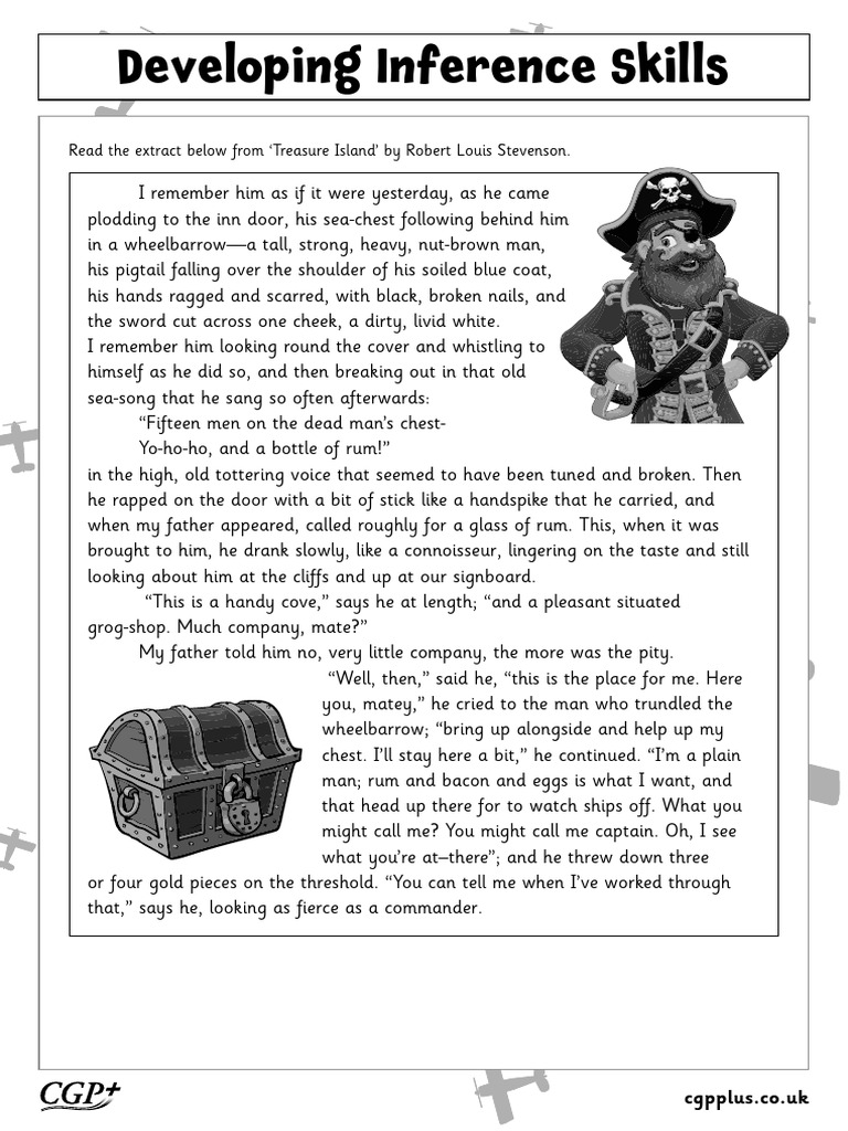 Making Inferences Treasure Island (Years 5-6) Black & White - E2WAC286 ...