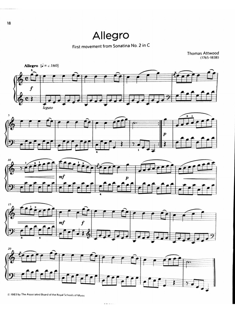 Grade 2 - Allegro by Thomas Attwood | PDF