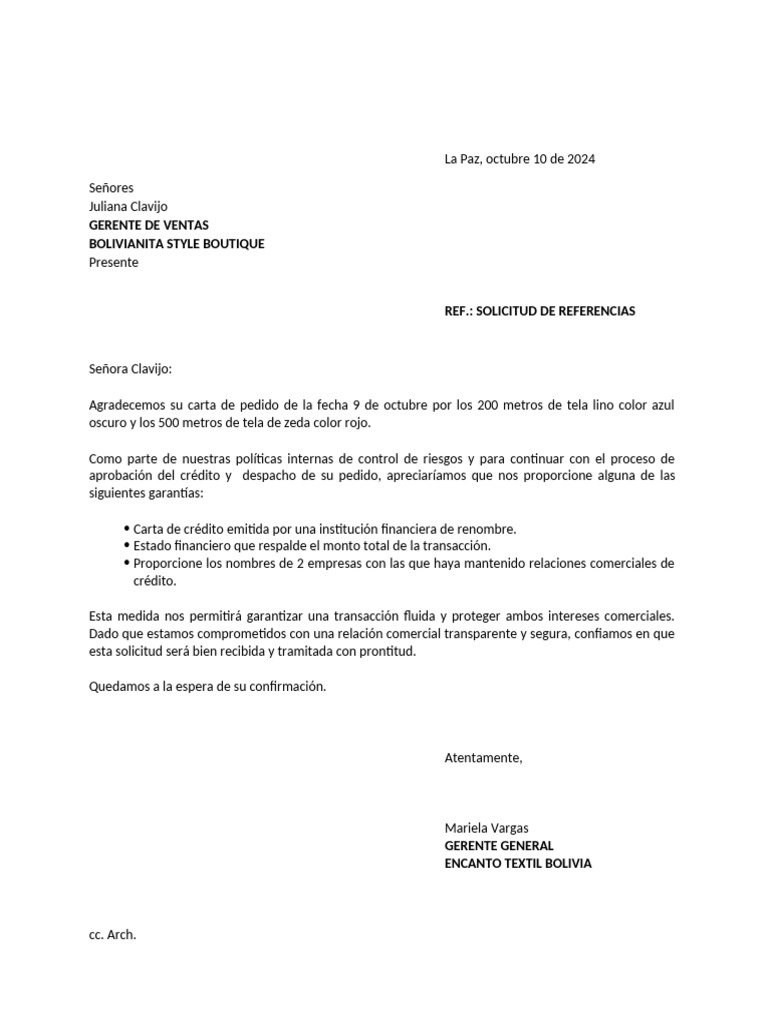 Solicitud de Referencias | PDF